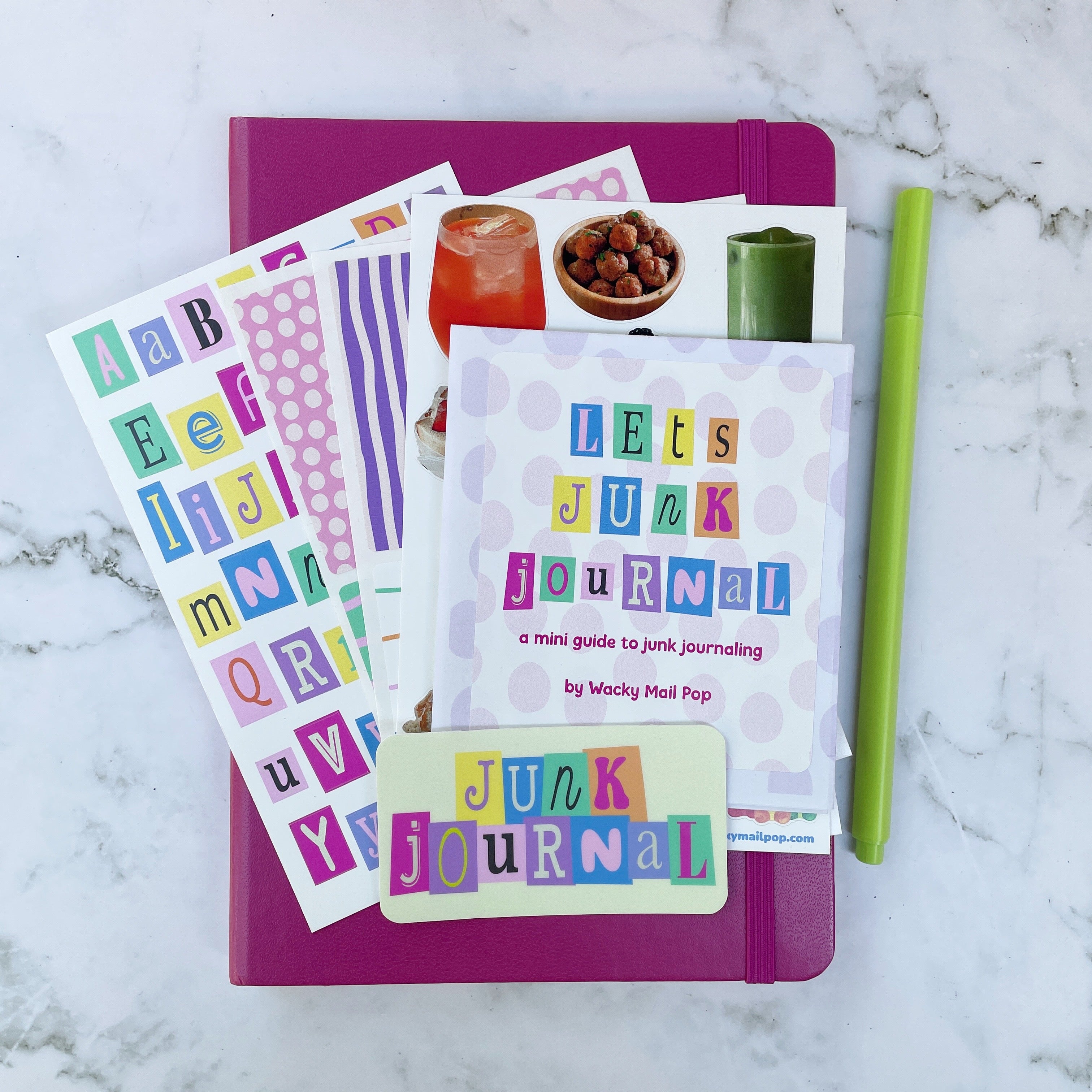 Junk Journal Starter Kit with Stickers & Hardcover Journal – Wacky Mail Pop