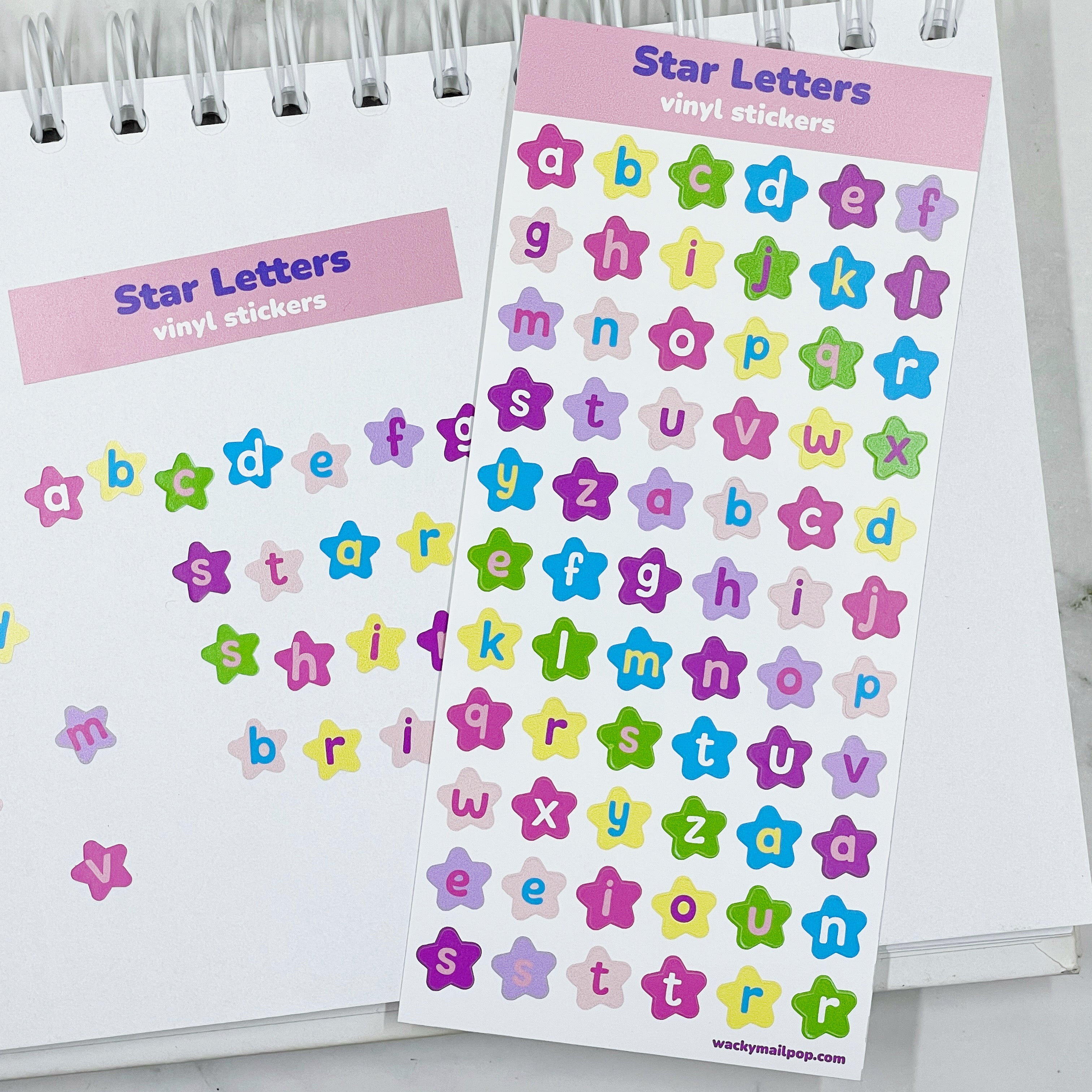 Star Letters vinyl sticker sheet v28 – Wacky Mail Pop